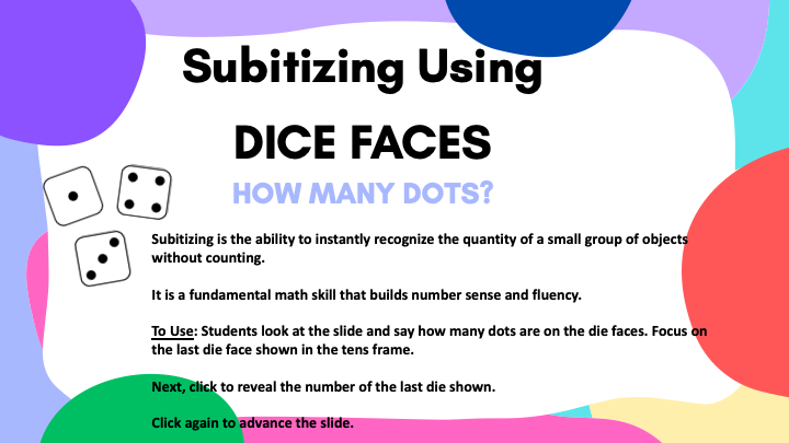 Subitizing Dice PowerPoint Activity | Interactive Math Activity for Pr ...