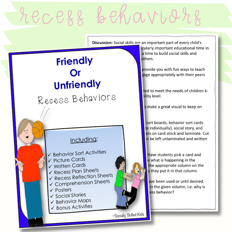 Recess Behaviors | Differentiated Social Skills Activities For K-5th ...