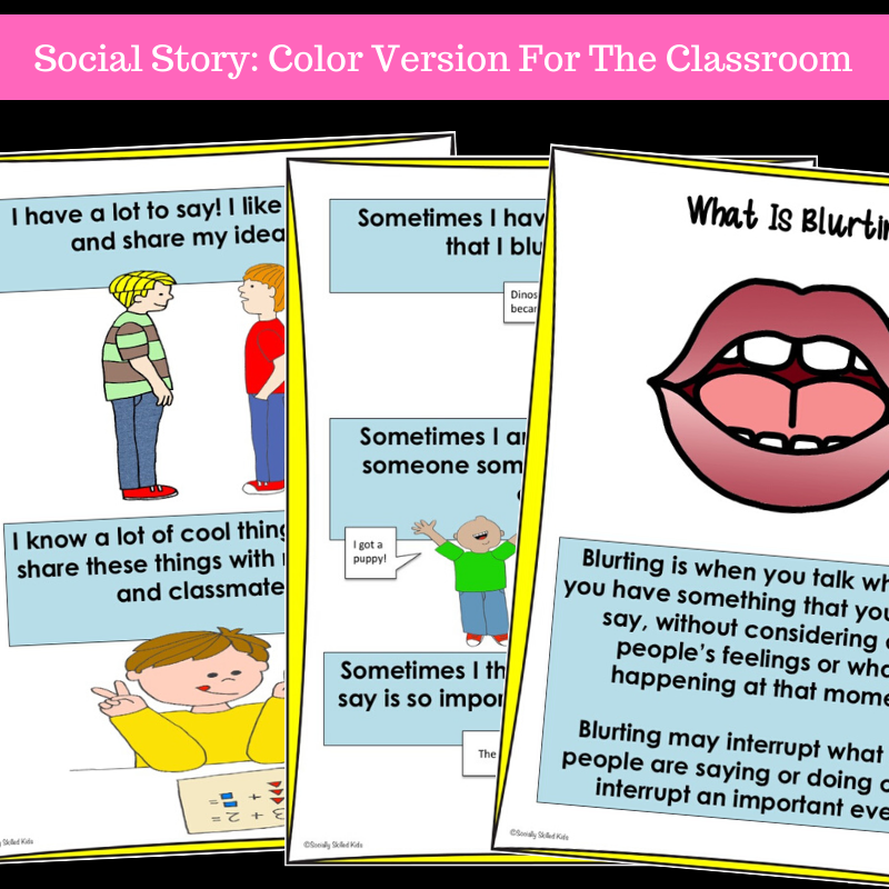 I Can Stop Blurting | Social Skills Story and Activities | For Boys 3r ...