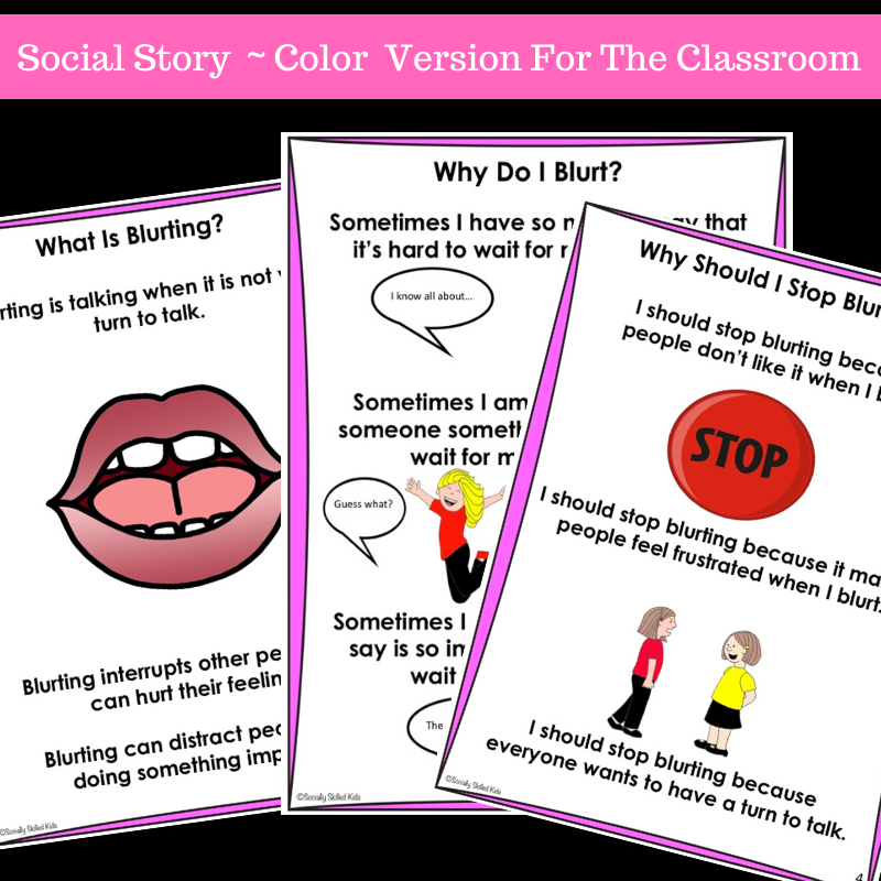 I Can Stop Blurting | Social Skills Story and Activities| For Girls K ...