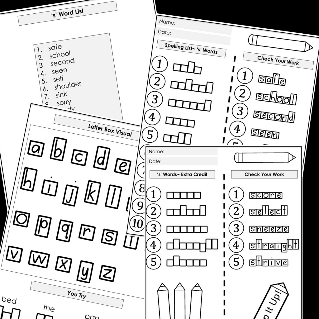 Modified Spelling Activities | Featuring 's' Words | For 4th Grade ...