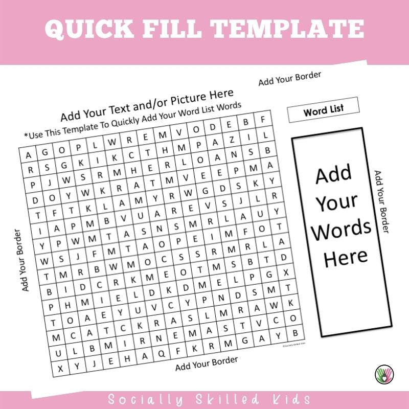 Word Search Templates | EDITABLE | Freebie – Socially Skilled Kids