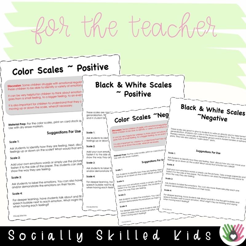 Emotions Scales with Activities | Positive And Negative | Smiley Face ...