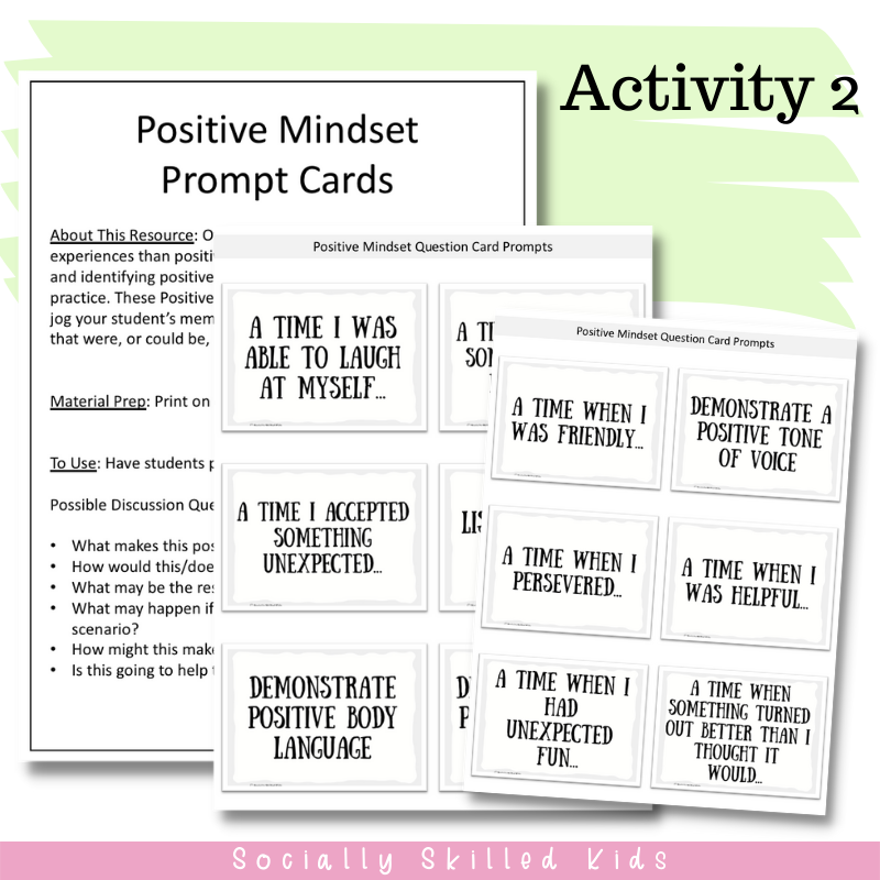 'Positive Mindset' Activity Pack – Socially Skilled Kids