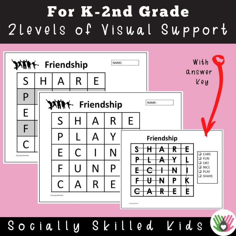 Friendship Themed Word Search | Freebie – Socially Skilled Kids