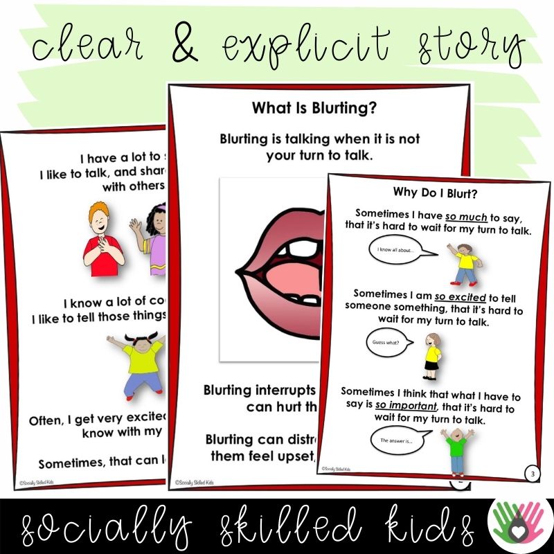 I Can Stop Blurting | Social Skills Story and Activities | For Boys an ...