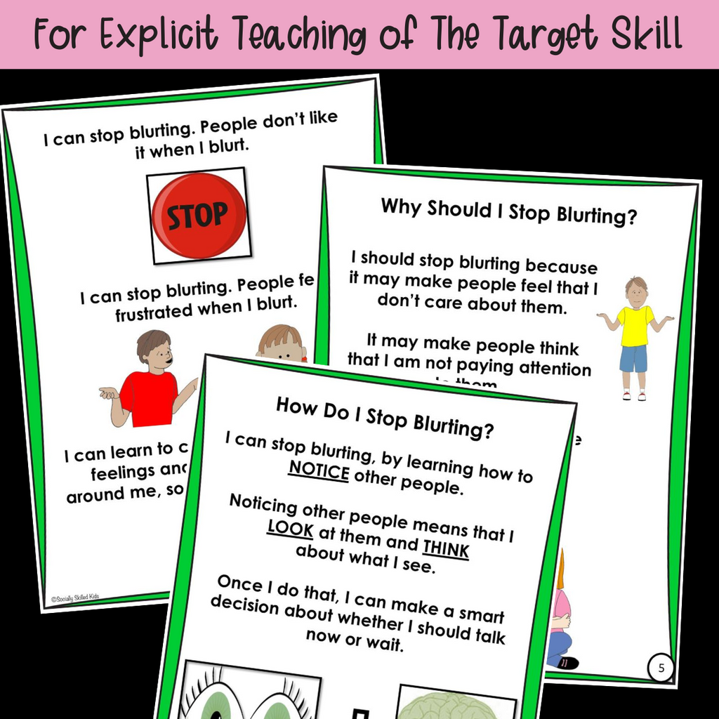 I Can Stop Blurting | Social Skills Story and Activities | For Boys an ...