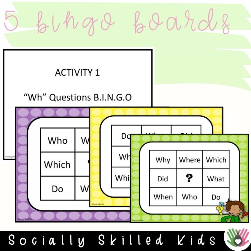 "WH" Questions BINGO And Board Games | Differentiated For K-5th Grade ...