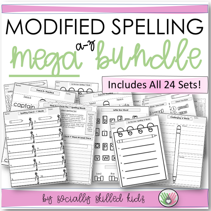 Modified Spelling Activities | MEGA BUNDLE | Featuring 'a' - 'z' Words ...
