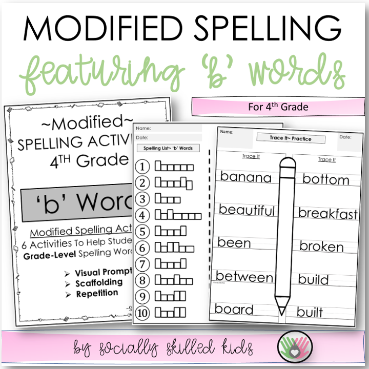 Modified Spelling Activities | BUNDLE 1 | 'b' - 'g' Words | For 4th Gr ...