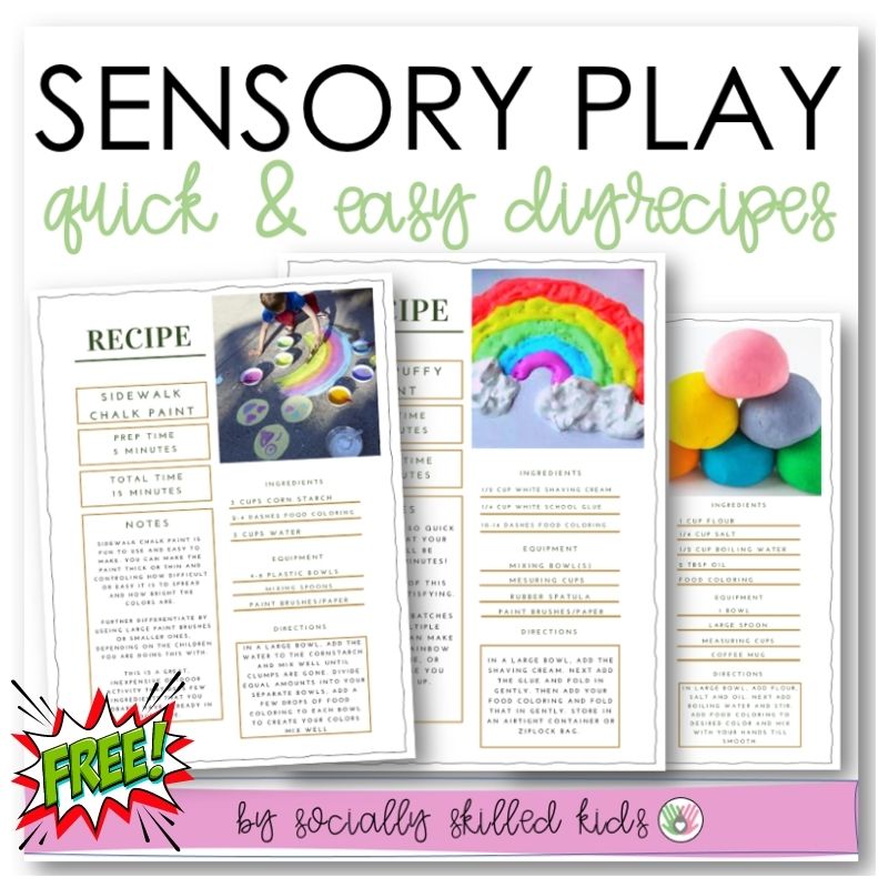 Sensory Play | Quick & Easy DIY Recipes | Freebie – Socially Skilled Kids