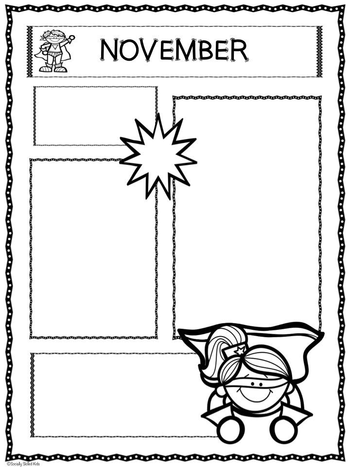 NEWSLETTERS Superhero Theme | September To August | Black and White Ve ...