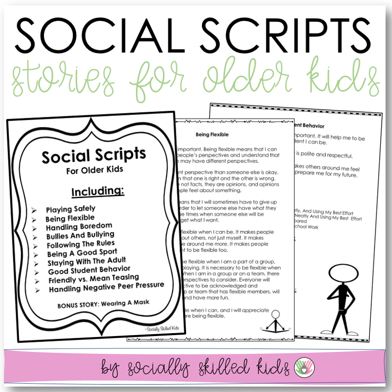 Social Scripts For Older Kids | 10 One Page Stories – Socially Skilled Kids