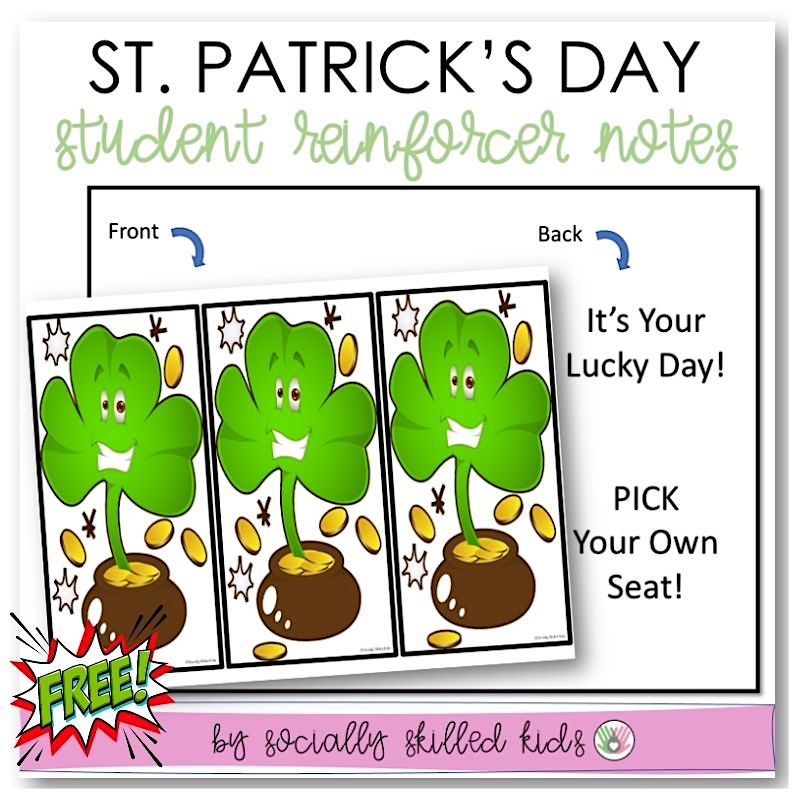 St. Patrick's Day Notes For Student Reinforcers | Freebie! – Socially ...