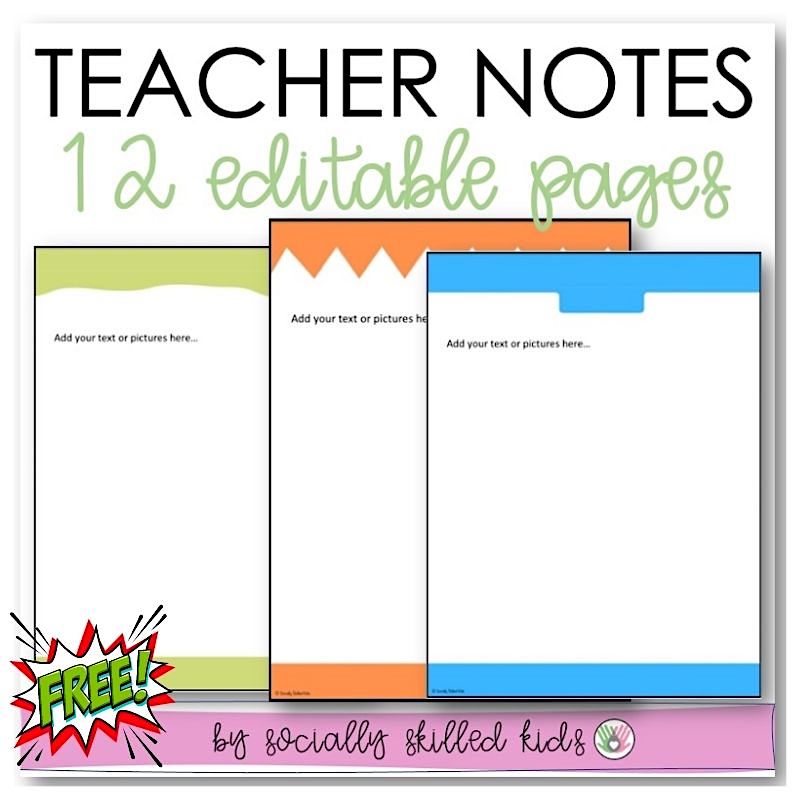 EDITABLE Teacher Notes | Freebie – Socially Skilled Kids