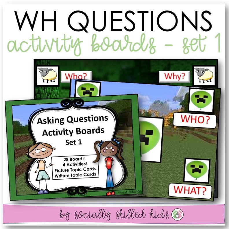"WH" Question Activity Boards | Set 1 – Socially Skilled Kids