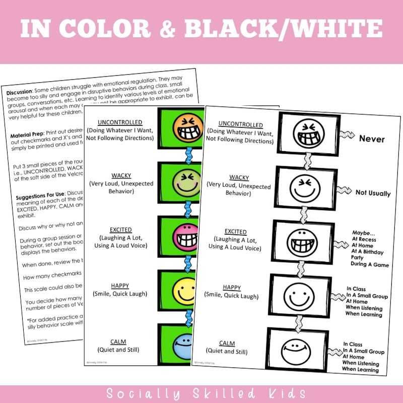 Silly Behavior Scale and Activity | Freebie – Socially Skilled Kids