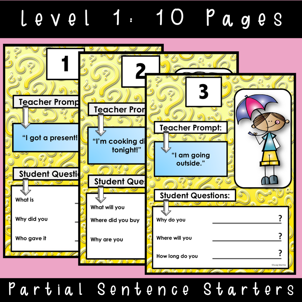 "WH" Question Prompts | High Color Version – Socially Skilled Kids