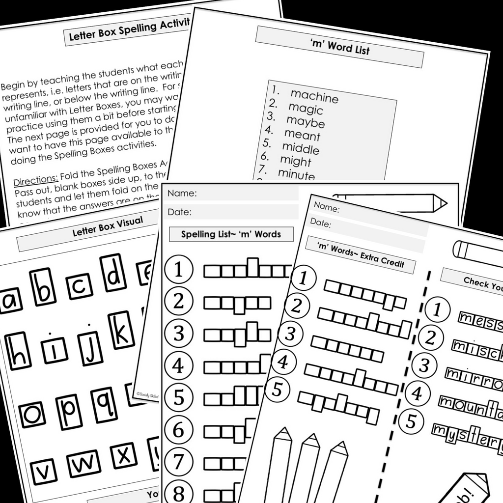Modified Spelling Activities | Featuring 'm' Words | For 4th Grade ...