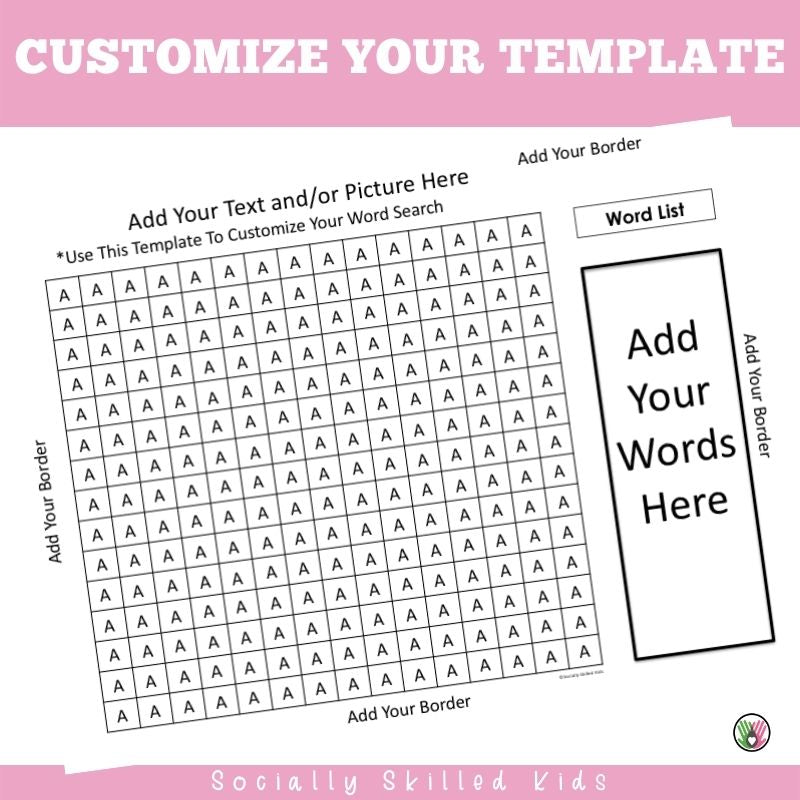 Word Search Templates | EDITABLE | Freebie – Socially Skilled Kids