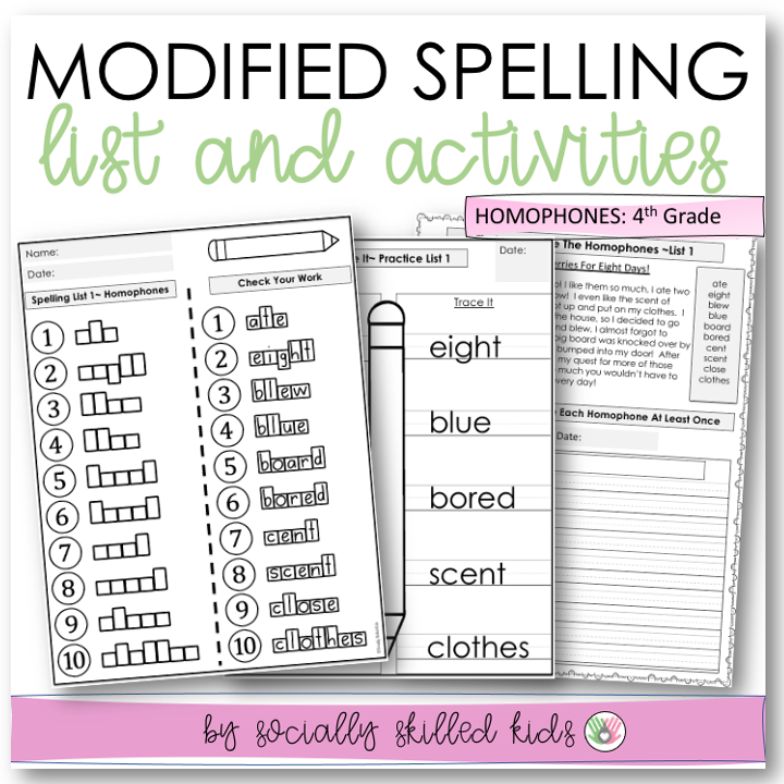 Modified Spelling Activities | Featuring Homophones | For 4th Grade ...