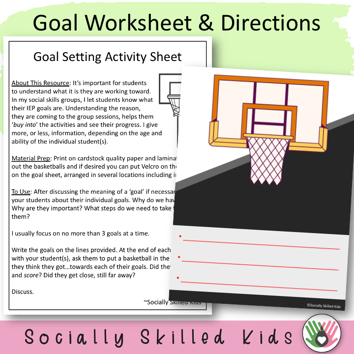 Goal Setting Worksheet - Basketball Themed – Socially Skilled Kids
